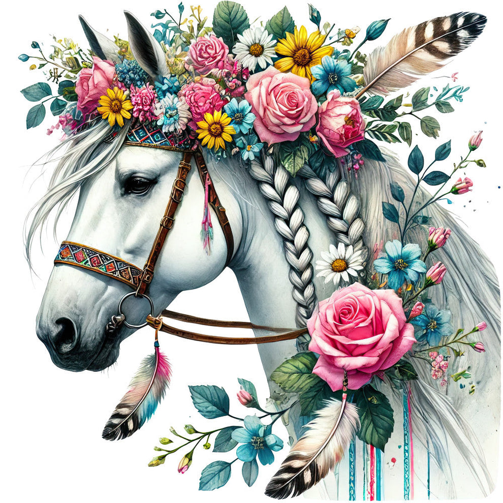 Boho Horses Fabric Panel 26 – FabricMegaStore.com