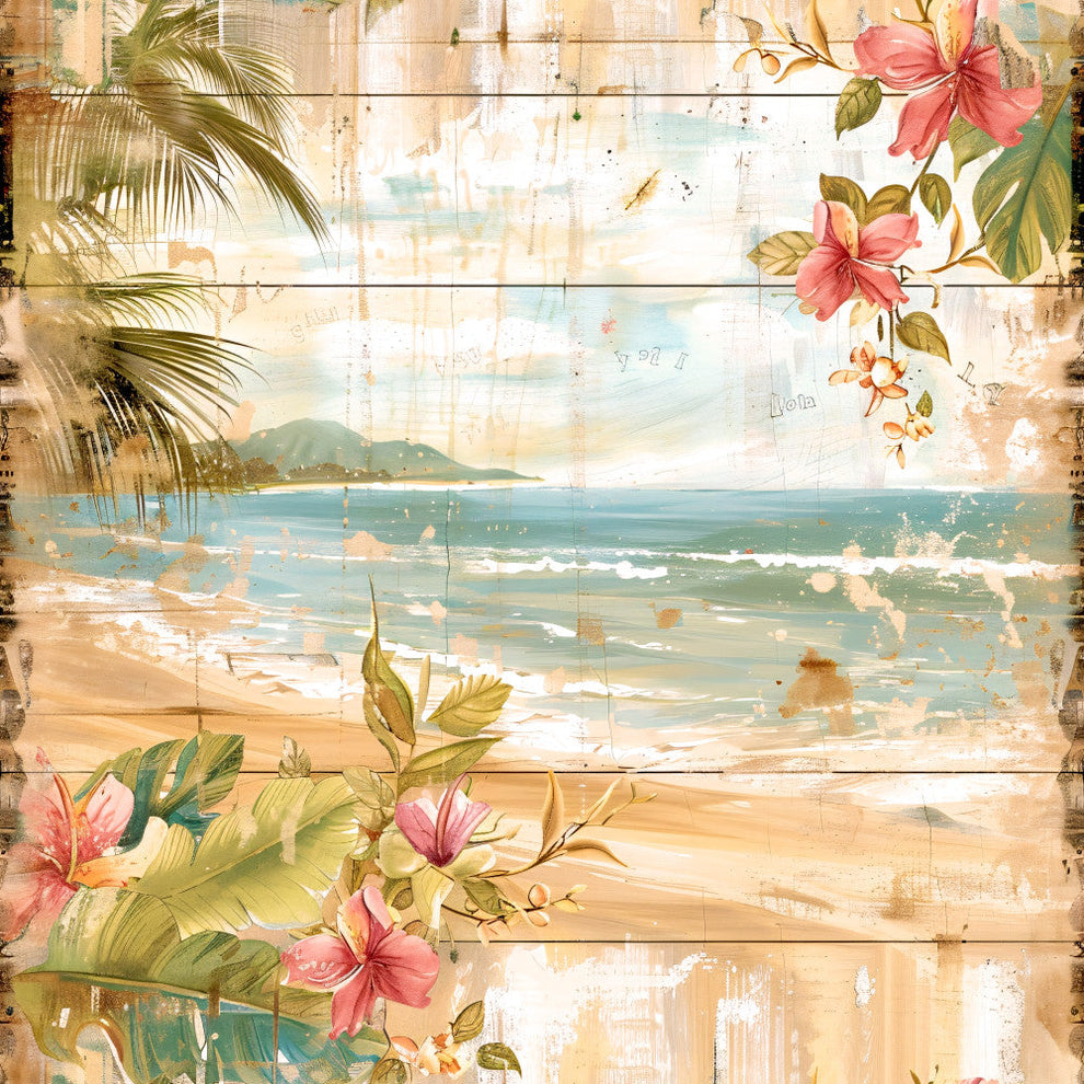 Tropical Beach Scenes Fabric Panel 2 – FabricMegaStore.com