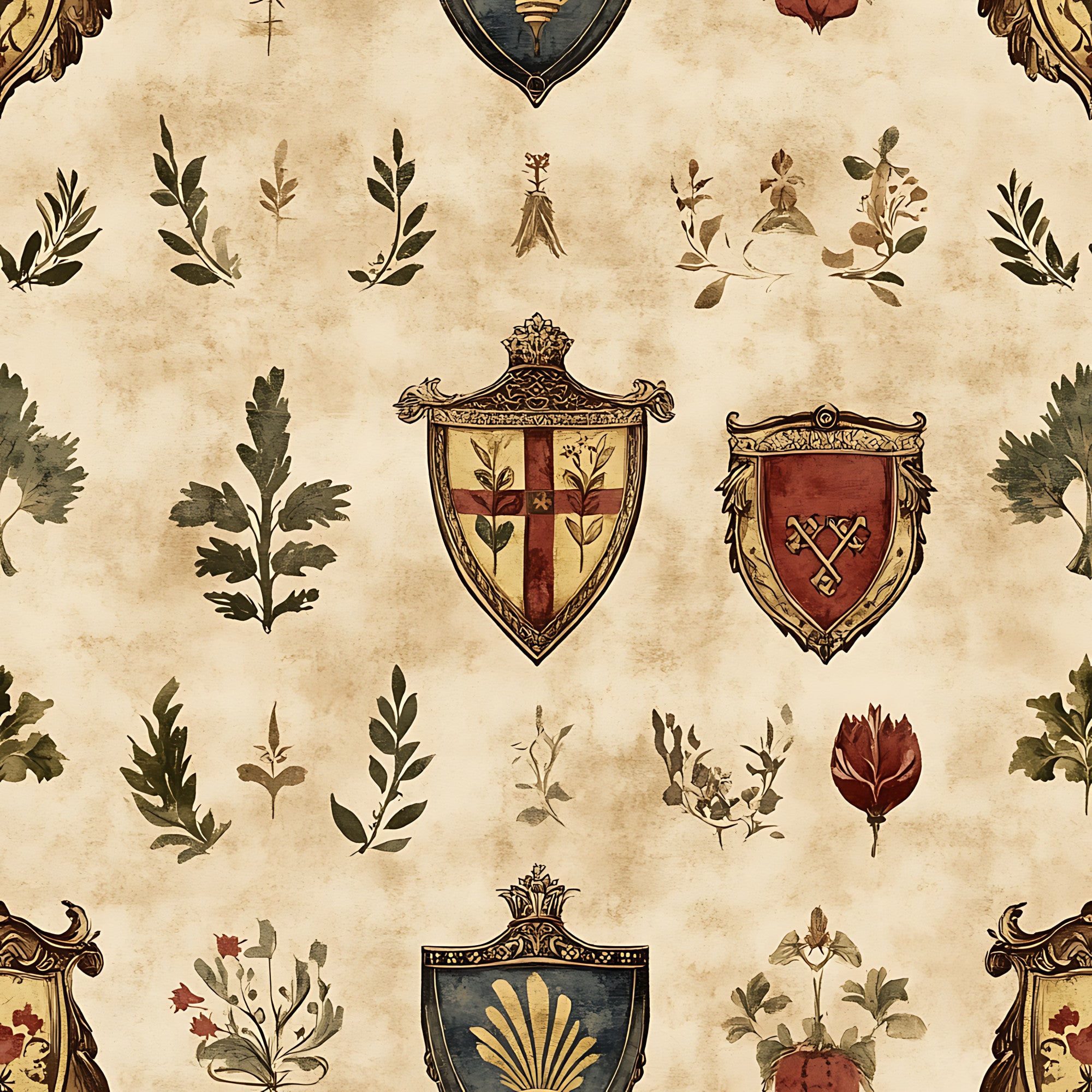 Rustic German Banners and Shields Pattern 10 Quilting Cotton Fabric ...