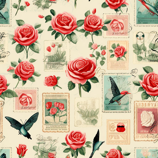 Vintage Love Stamps Pattern 6 Quilting Cotton Fabric – FabricMegaStore.com