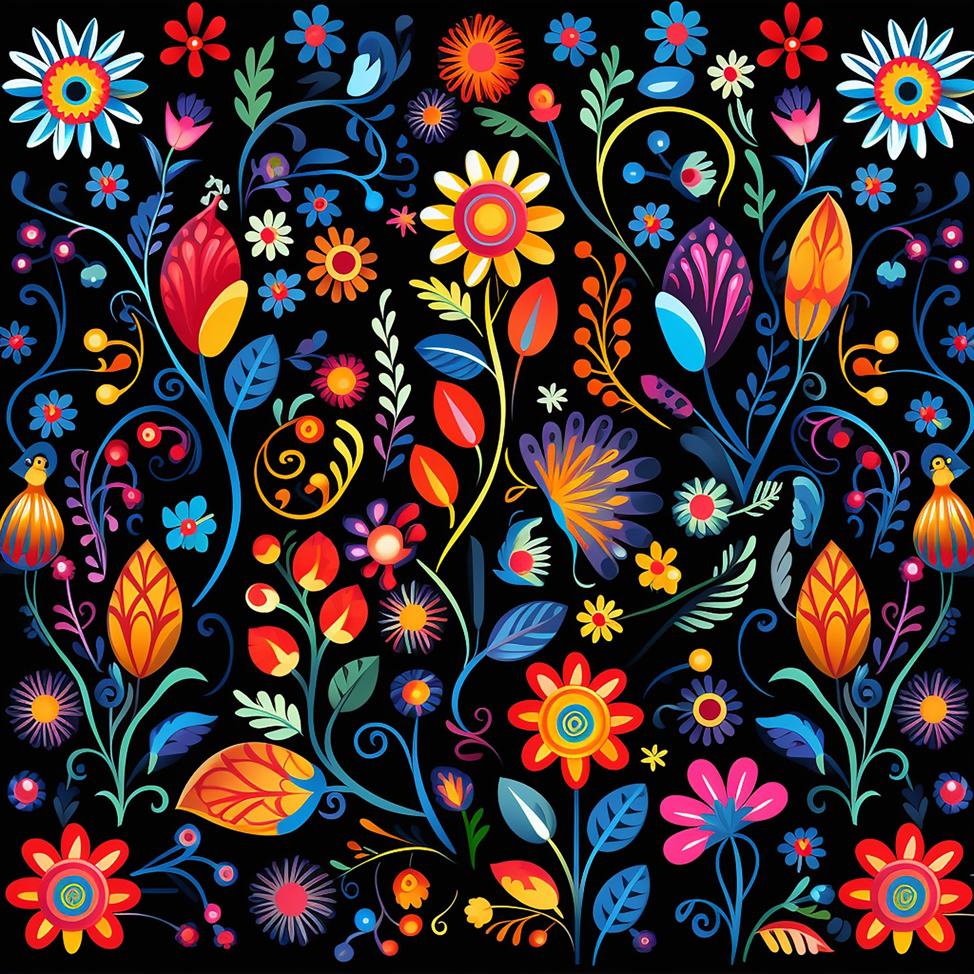 Mexican Floral Fiesta Pattern 6 Quilting Cotton Fabric ...