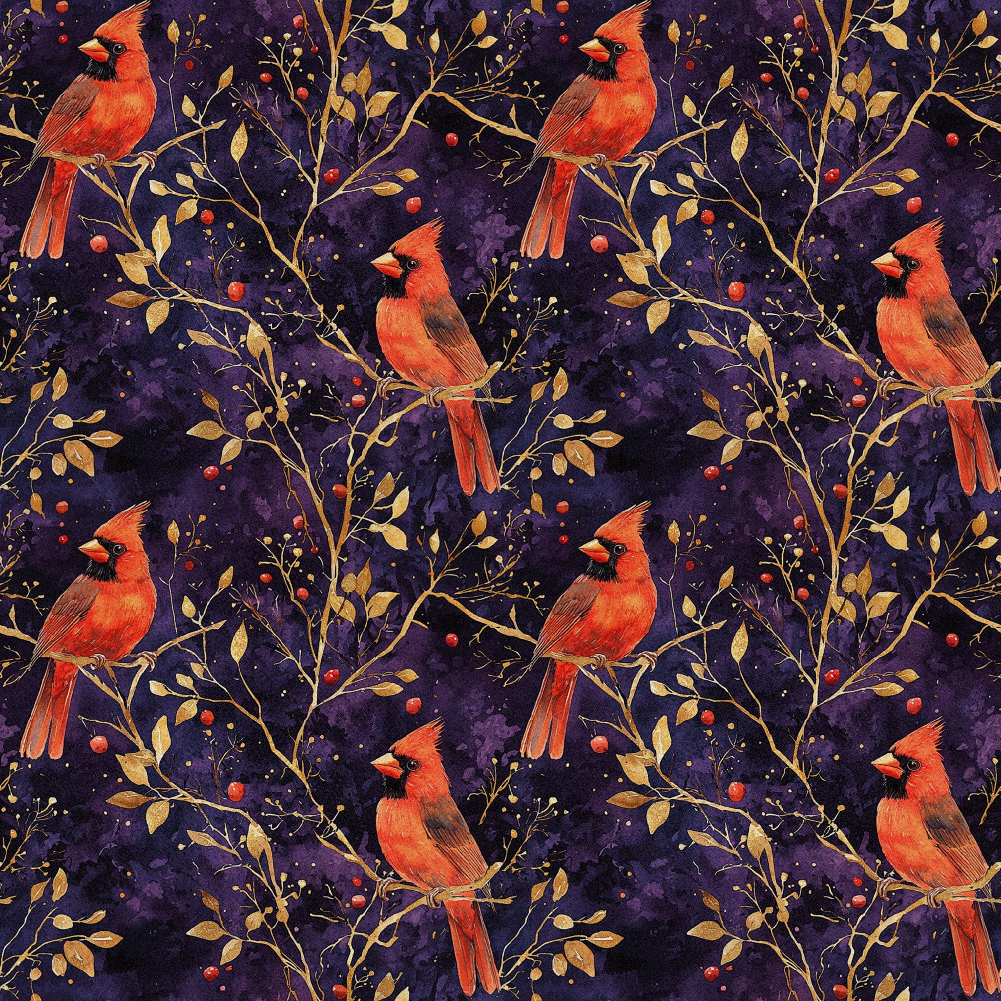 Red Cardinals Pattern 6 Quilting Cotton Fabric – FabricMegaStore.com