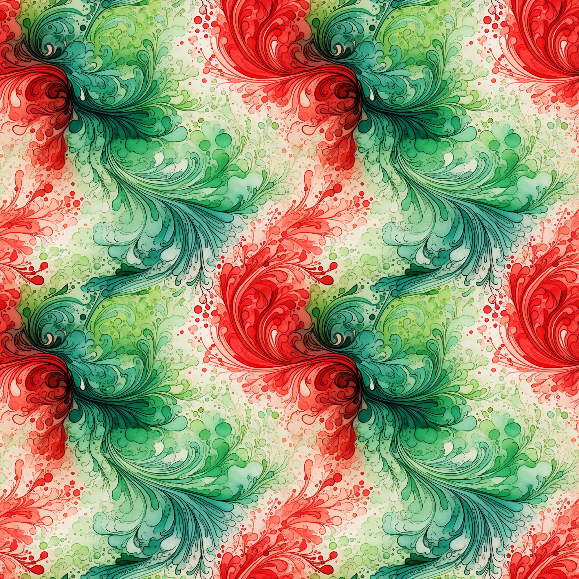 Watercolor Christmas Swirls Pattern 9 Quilting Cotton Fabric ...
