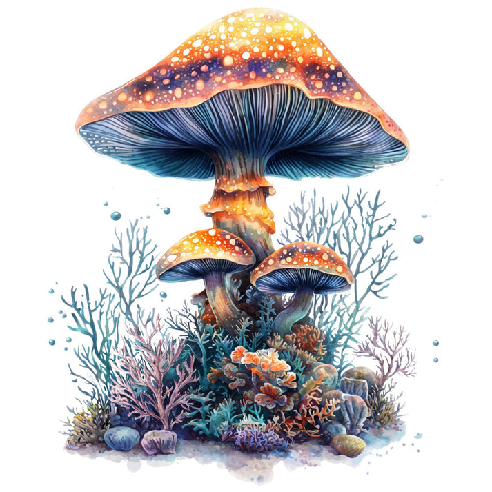 Underwater Mushrooms Fabric Panel 26 – FabricMegaStore.com