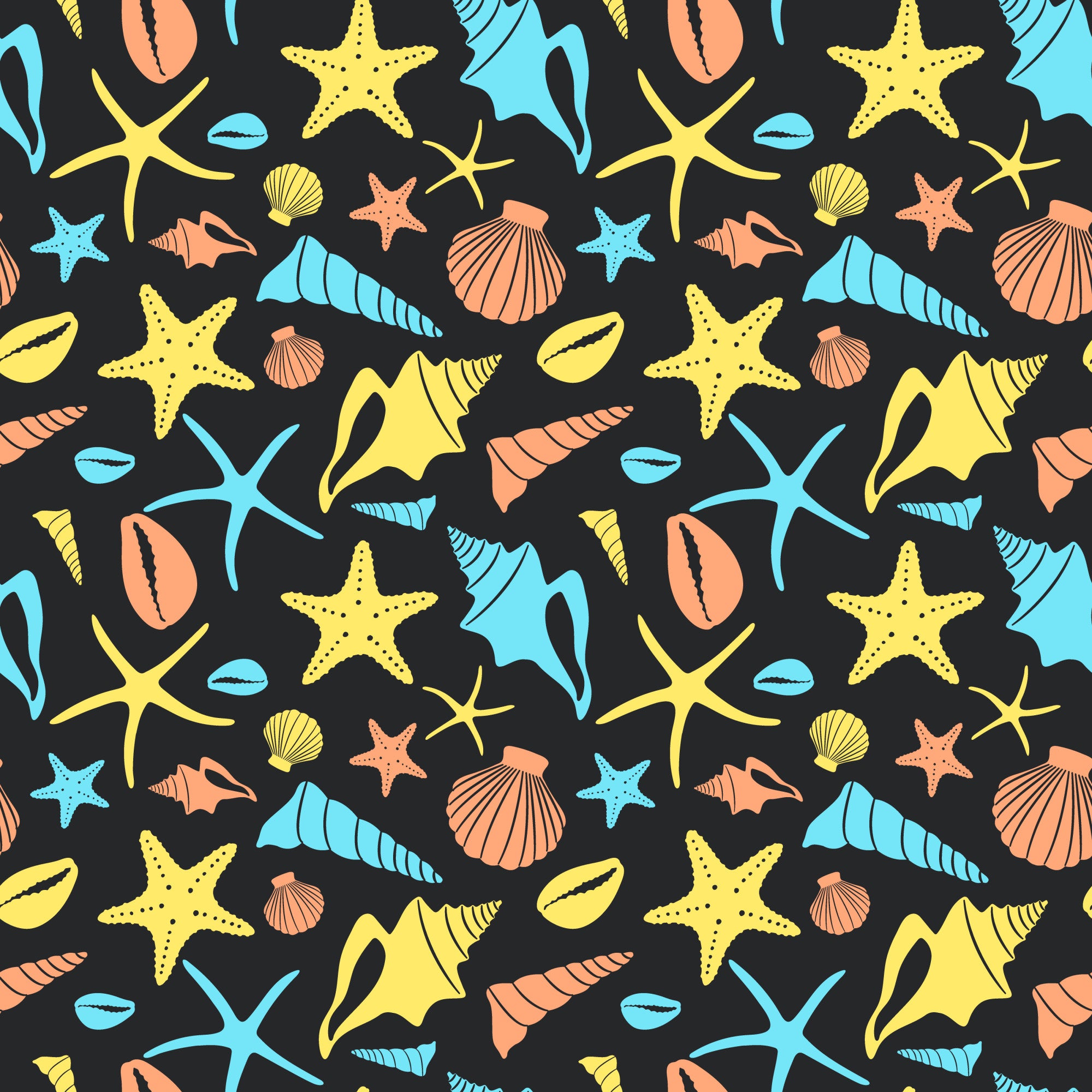 Boho Sea Shells Pattern 2 Quilting Cotton Fabric – FabricMegaStore.com