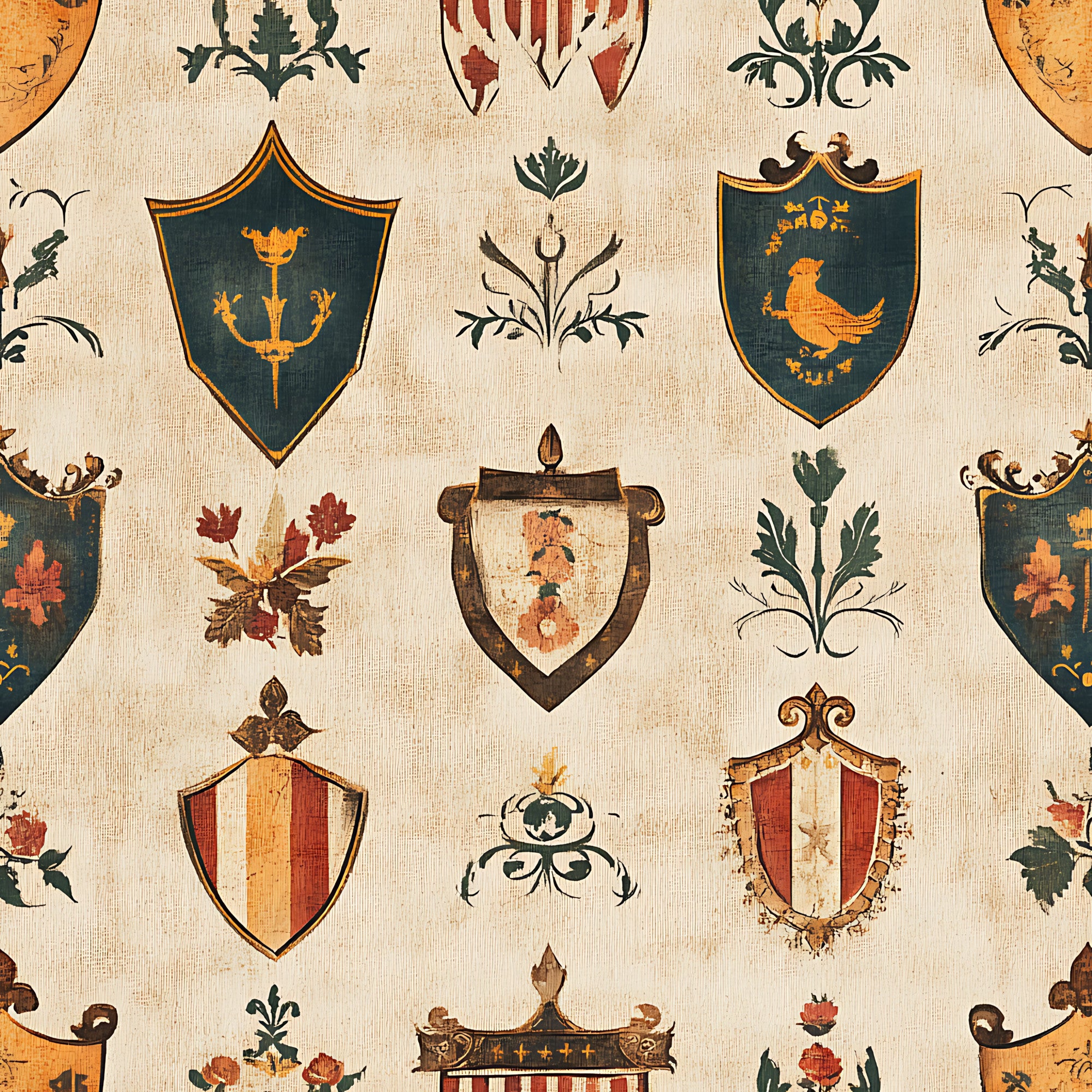 Rustic German Banners and Shields Pattern 5 Quilting Cotton Fabric ...