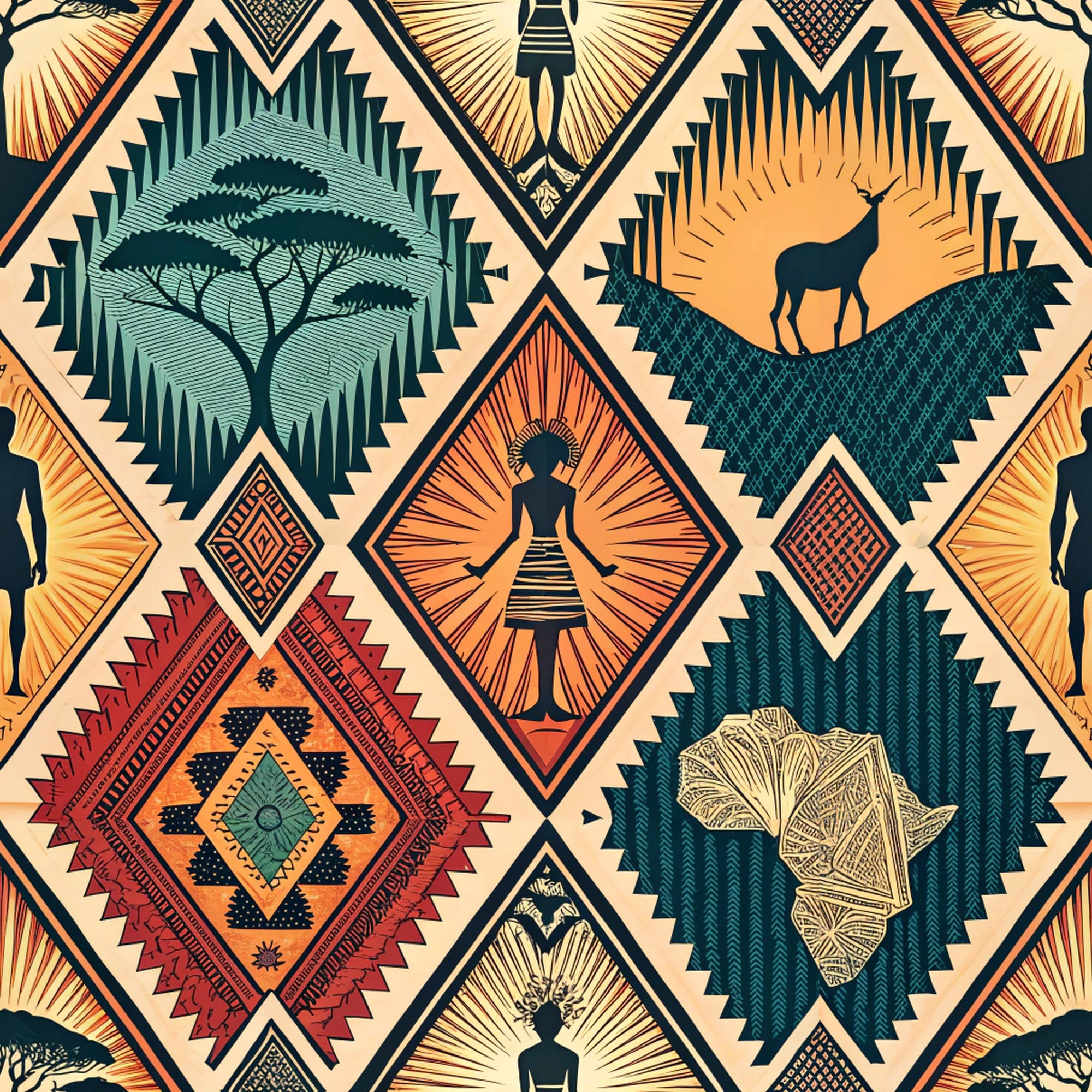 African Tribal Pattern 1 Quilting Cotton Fabric – FabricMegaStore.com