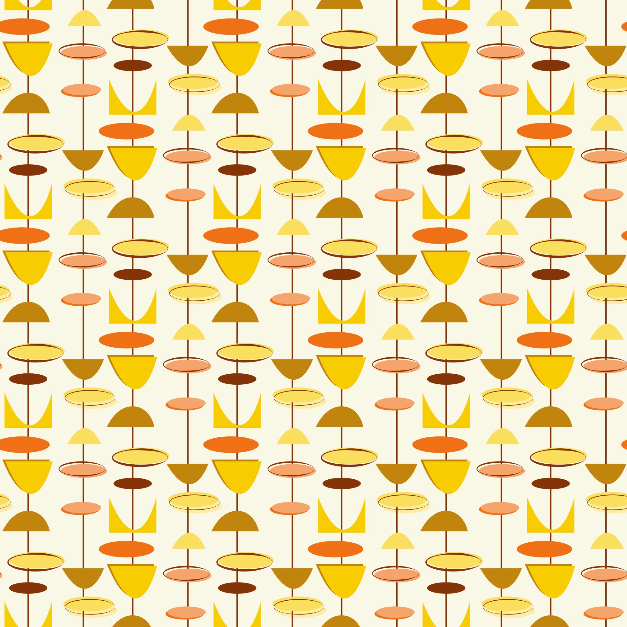 Mid-Century Modern Red and Orange Pattern 6 Quilting Cotton Fabric ...