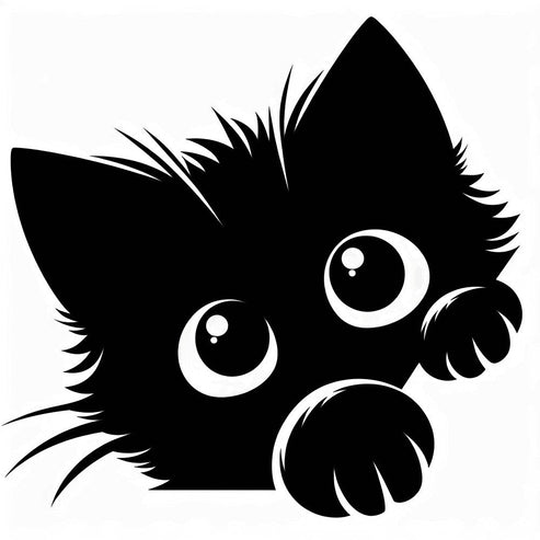 Peeking Black Cat Fabric Panel 13 – FabricMegaStore.com