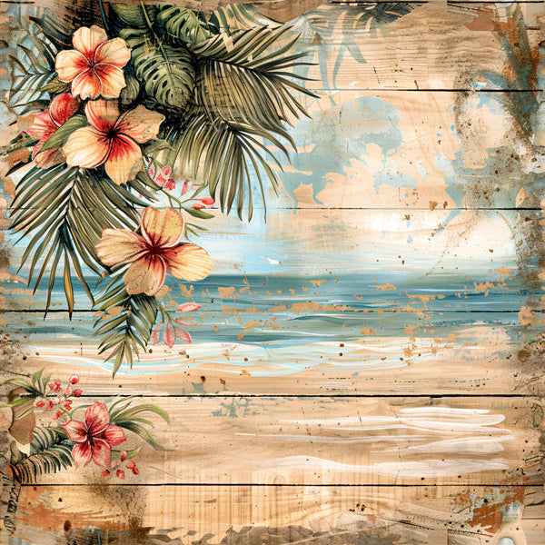 Tropical Beach Scenes Fabric Panel 4 – FabricMegaStore.com
