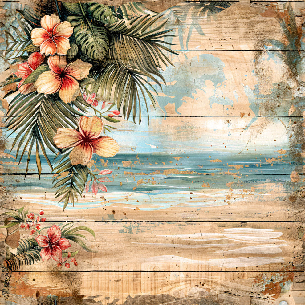 Tropical Beach Scenes Fabric Panel 4 – FabricMegaStore.com