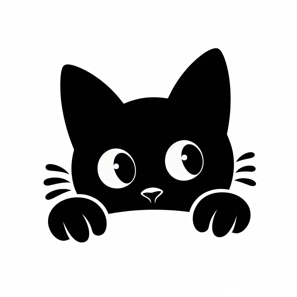 Peeking Black Cat Fabric Panel 14 – FabricMegaStore.com