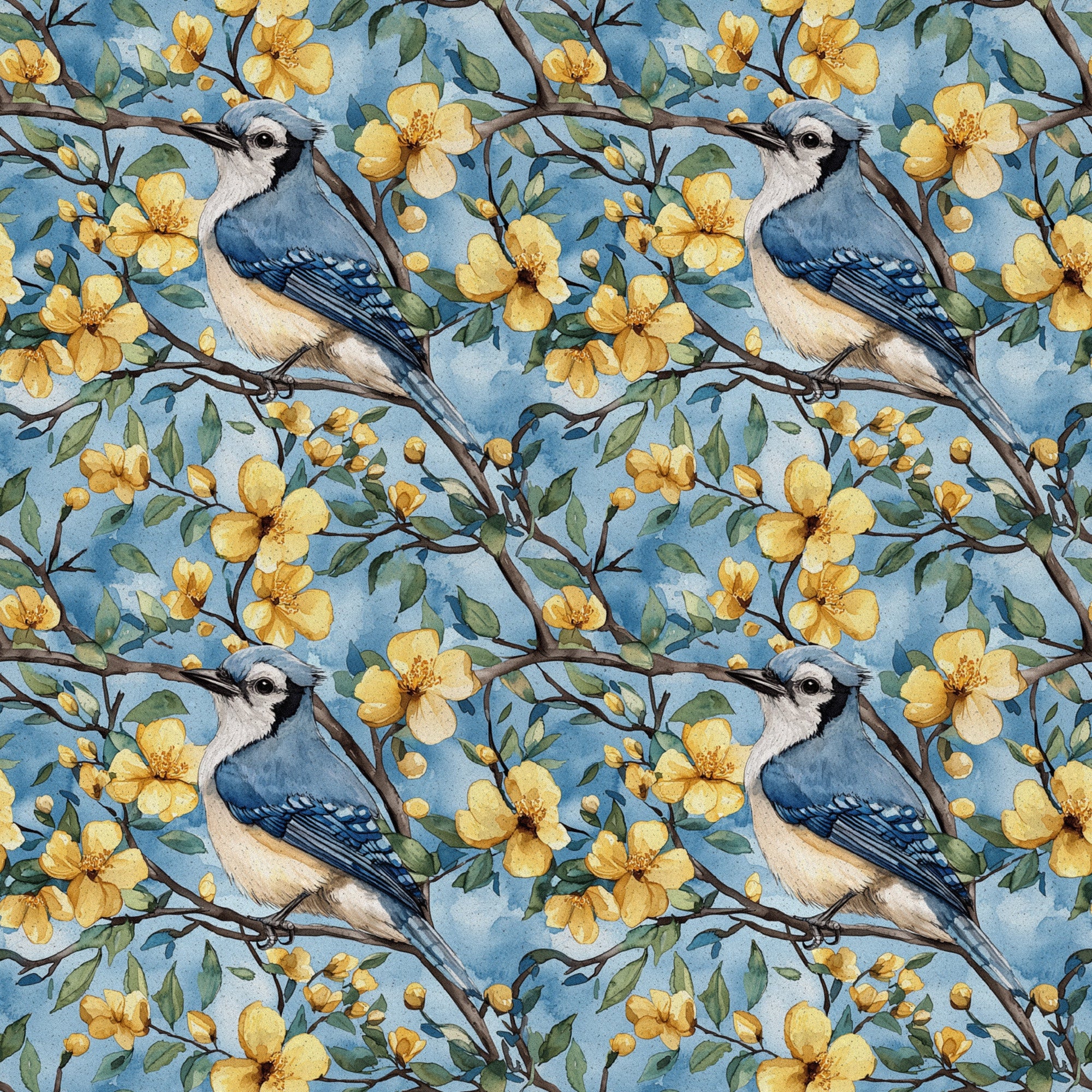 Blue Jay Florals Pattern 4 Quilting Cotton Fabric – FabricMegaStore.com