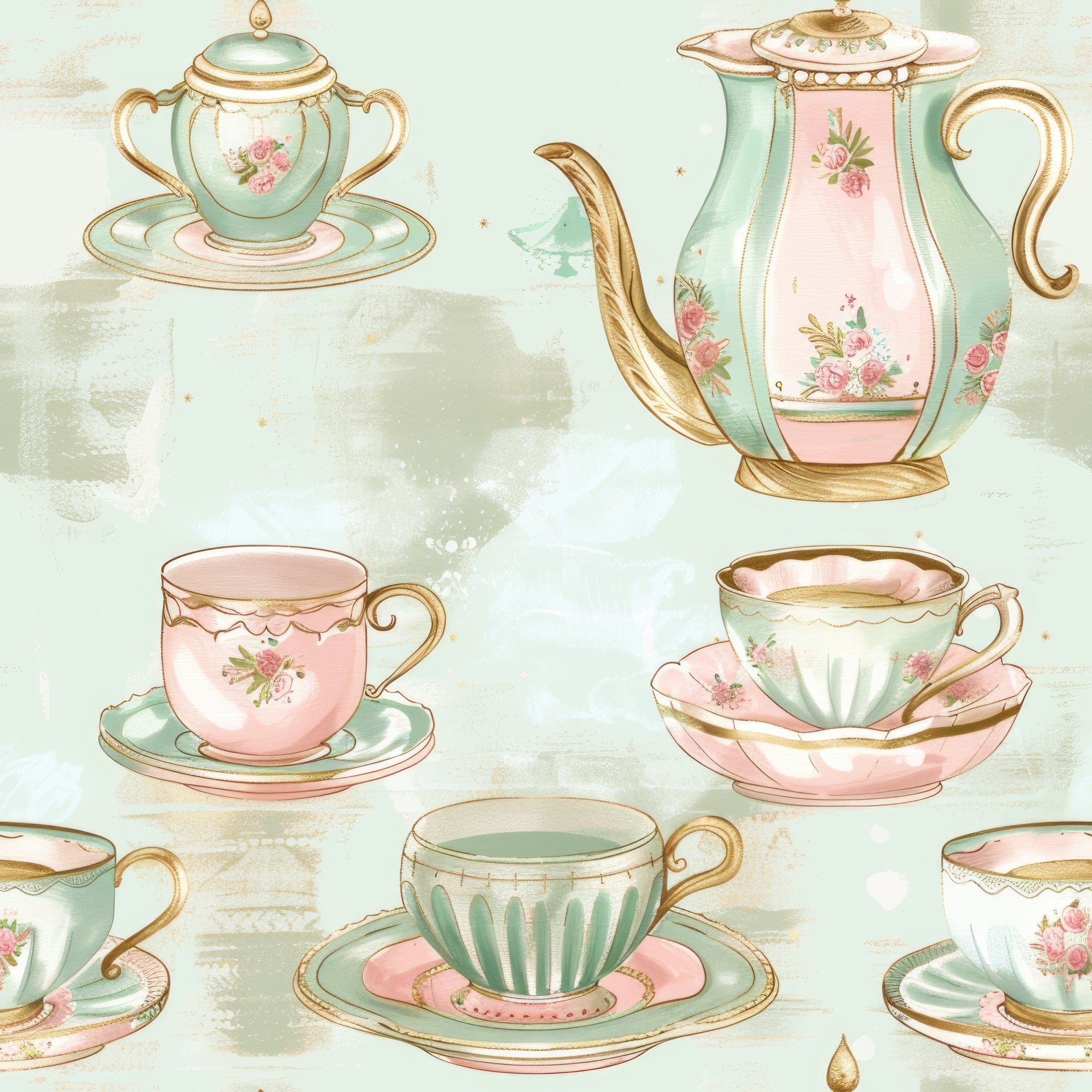 Whimsical Tea Party Pattern 4 Quilting Cotton Fabric – FabricMegaStore.com