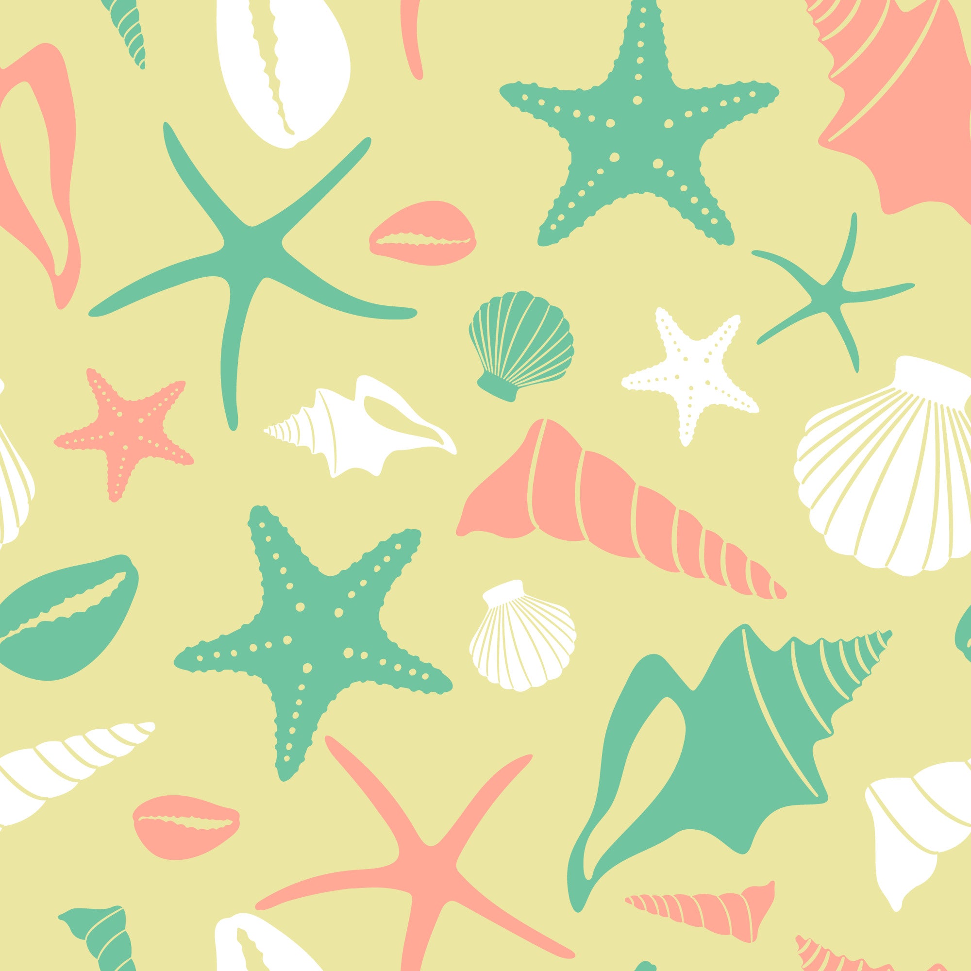 Boho Sea Shells Pattern 3 Quilting Cotton Fabric – FabricMegaStore.com