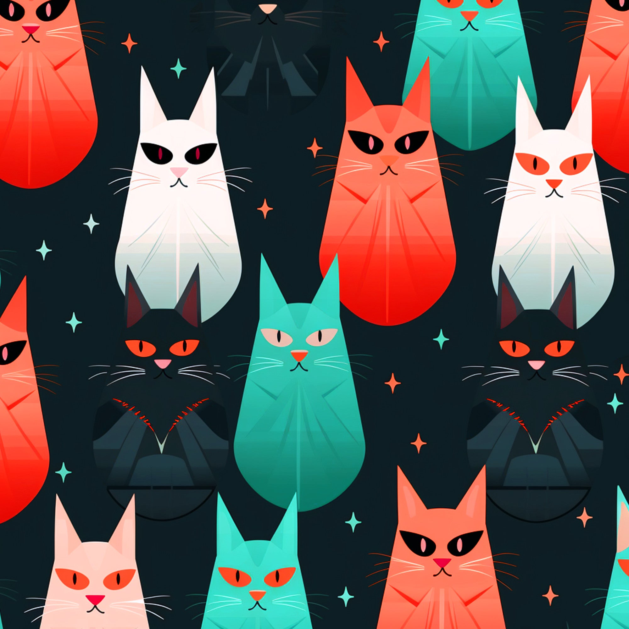 Suspicious Cats Pattern 6 Quilting Cotton Fabric – FabricMegaStore.com