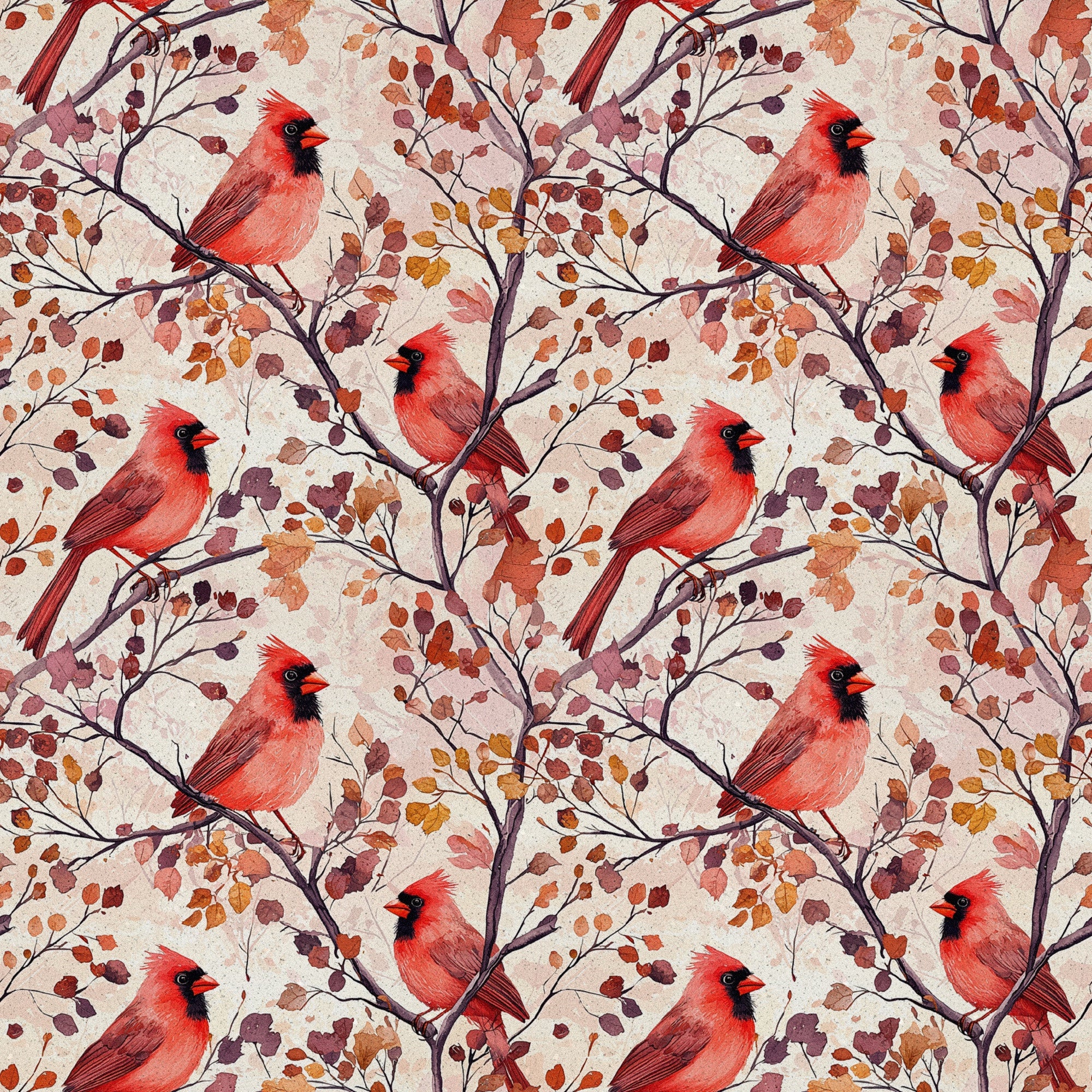 Red Cardinals Pattern 5 Quilting Cotton Fabric – FabricMegaStore.com