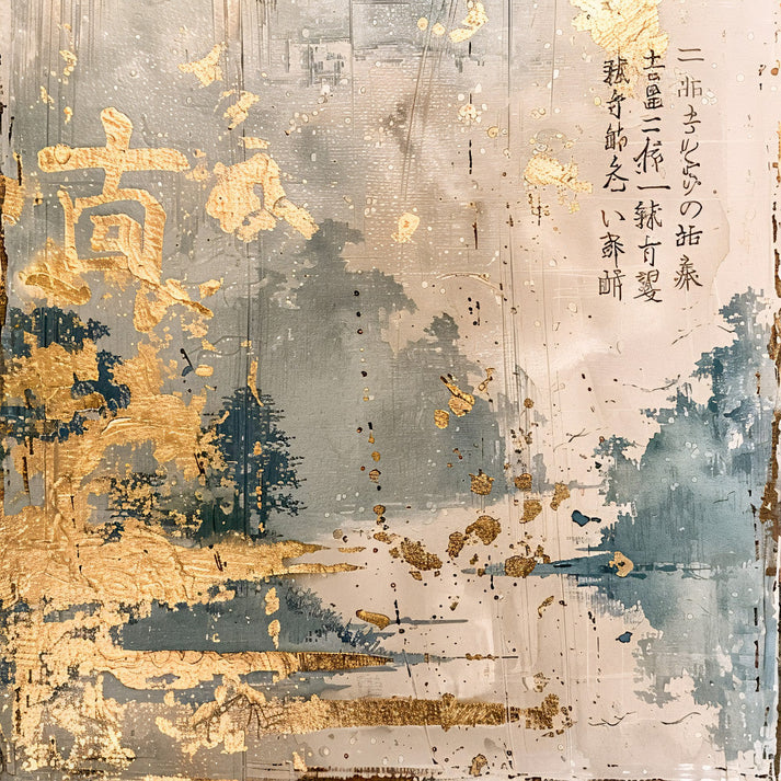 Asian Landscapes on Rice Paper Fabric Panel 7 – FabricMegaStore.com