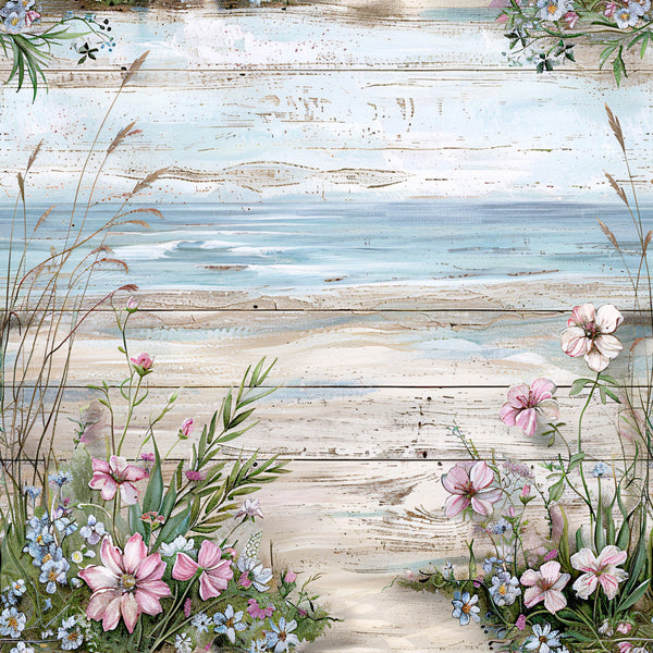 Floral Beach Scenes Fabric Panel 20 – FabricMegaStore.com