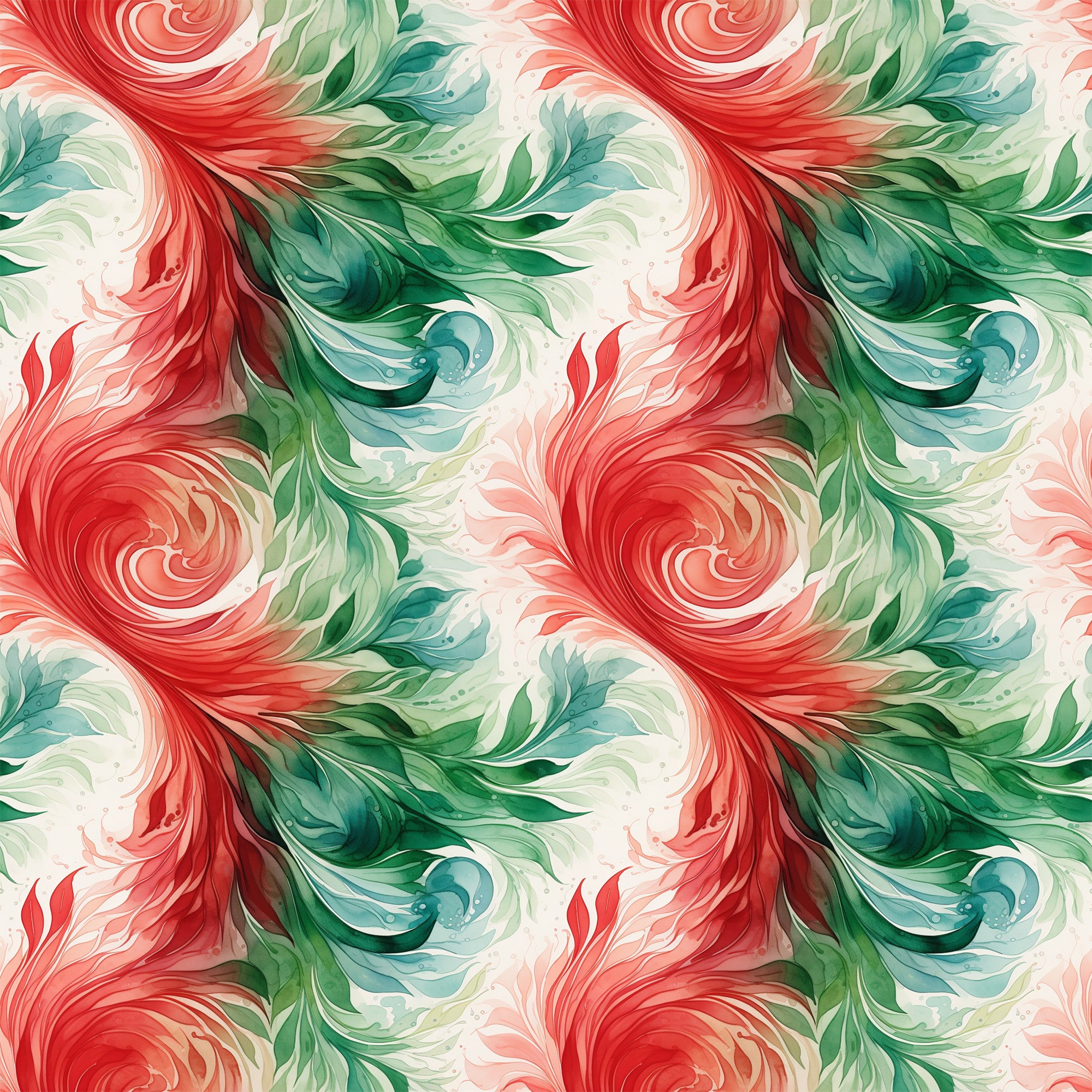 Watercolor Christmas Swirls Pattern 3 Quilting Cotton Fabric ...