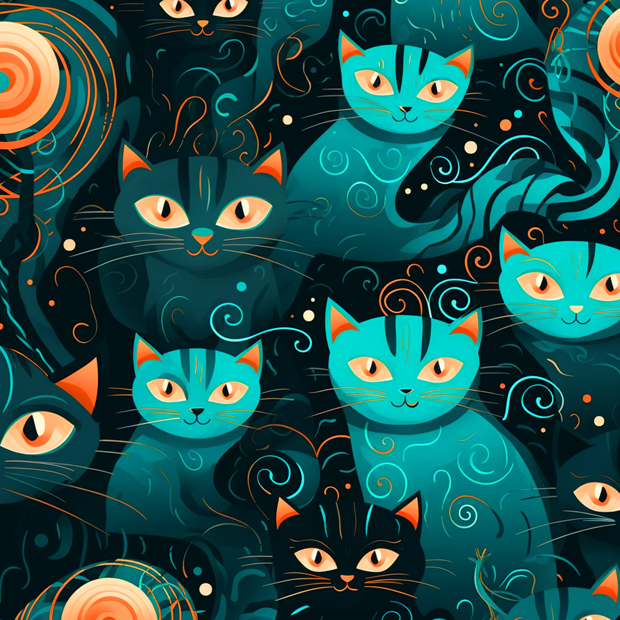 Suspicious Cats Pattern 7 Quilting Cotton Fabric – FabricMegaStore.com