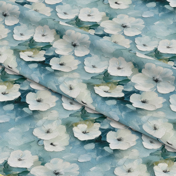 Cornflower Blue Floral Pattern 20 Quilting Cotton Fabric ...