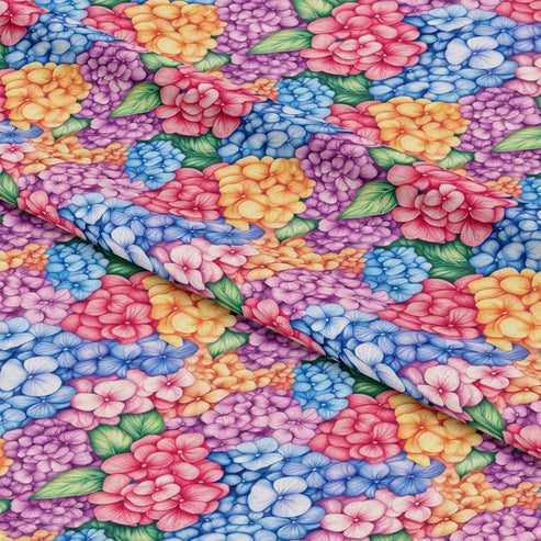 Colorful Hydrangeas Pattern 4 Quilting Cotton Fabric – FabricMegaStore.com