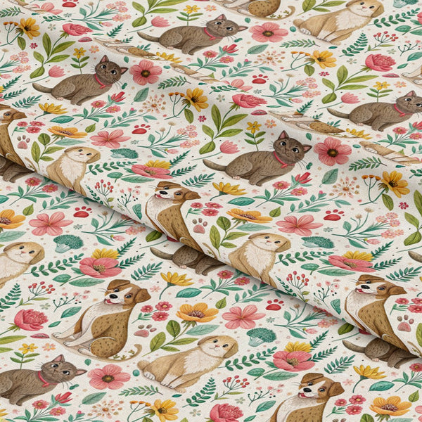 Heart and Paw Prints Pattern 3 Quilting Cotton Fabric – FabricMegaStore.com