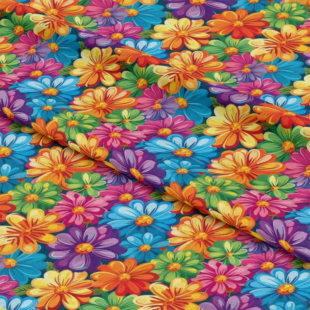 Rainbow Hippie Flowers Pattern 9 Quilting Cotton Fabric ...