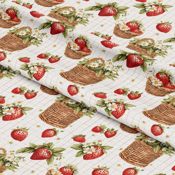 Strawberry Gingham Picnic Pattern 12 Quilting Cotton Fabric ...
