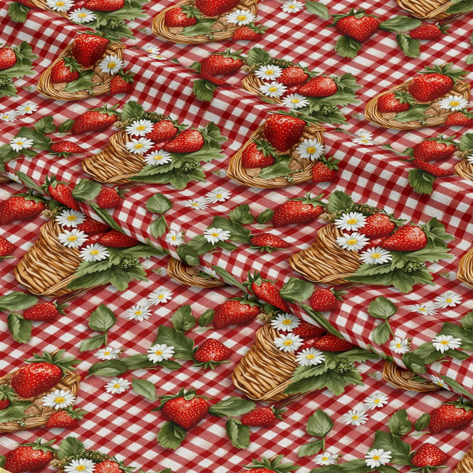 Strawberry Gingham Picnic – FabricMegaStore.com