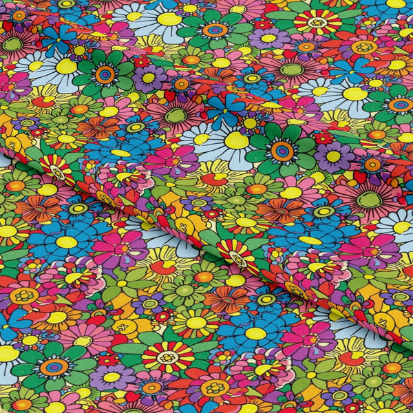 Rainbow Hippie Flowers Pattern 12 Quilting Cotton Fabric ...