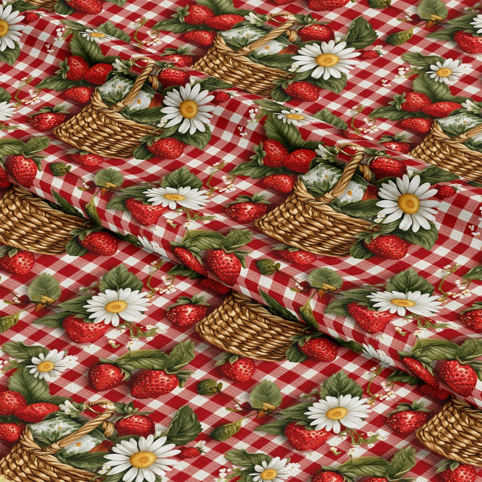 Strawberry Gingham Picnic – FabricMegaStore.com