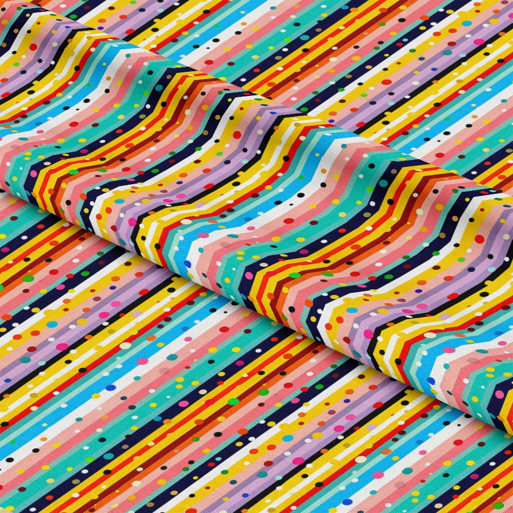 Colorful Stripes and Dots Pattern 10 Quilting Cotton Fabric ...